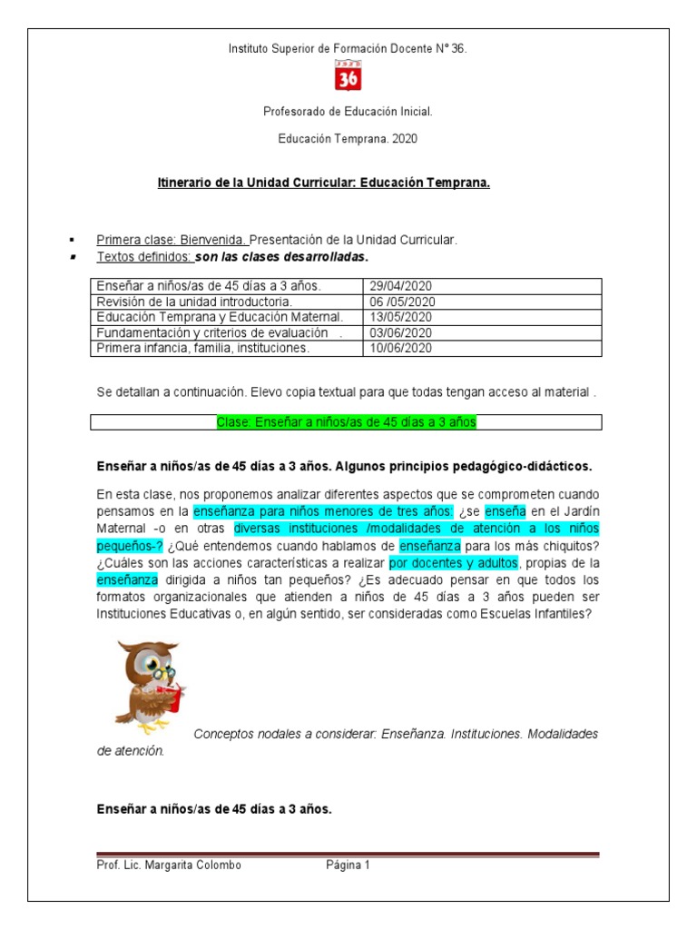 Educación Temprana: Enseñanza y Cuidado | PDF | Educación de la primera ...