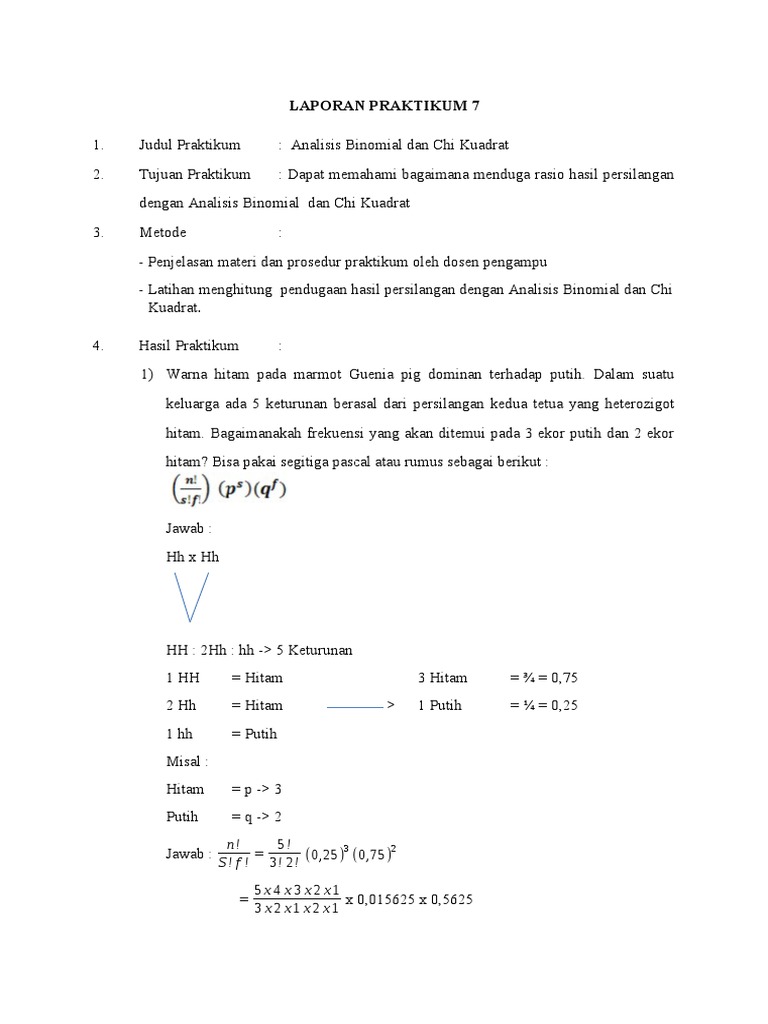 Uji Binomial Dan Chi Kuadrat | PDF