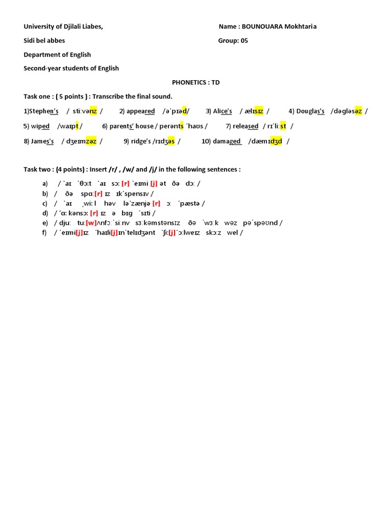 Phonetics Tasks for English Students | PDF | Human Voice | Linguistics