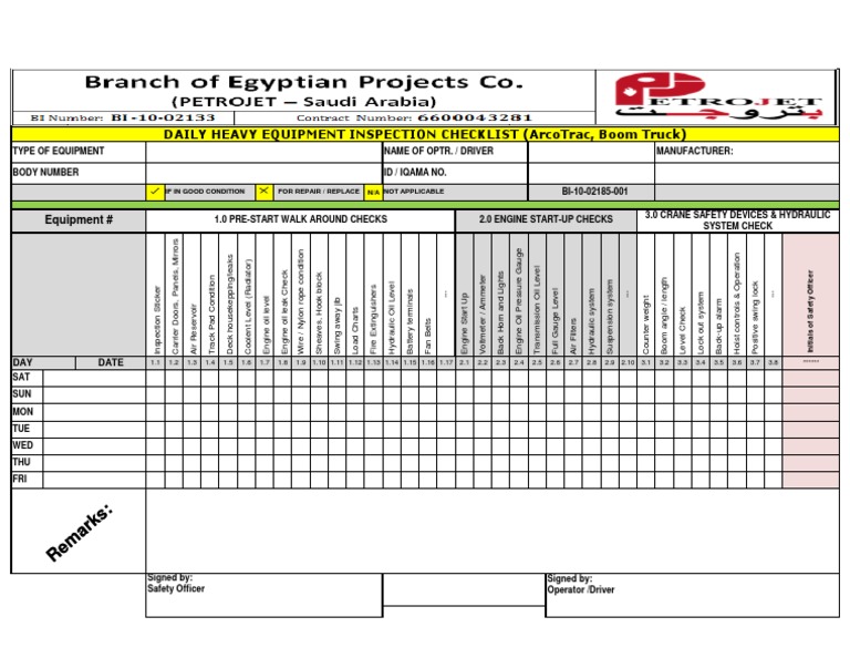 Emar KS: R Emar KS:: Daily Heavy Equipment Inspection Checklist ...