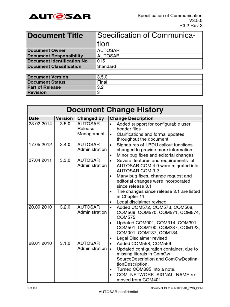 Autosar Sws Com | PDF | Component Object Model | Specification (Technical Standard)
