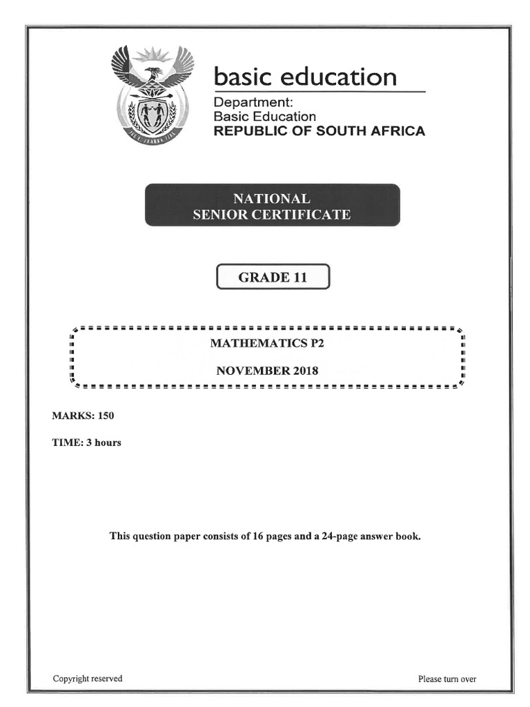 Mathematics P2 Grade 11 Nov 2018 Eng | PDF