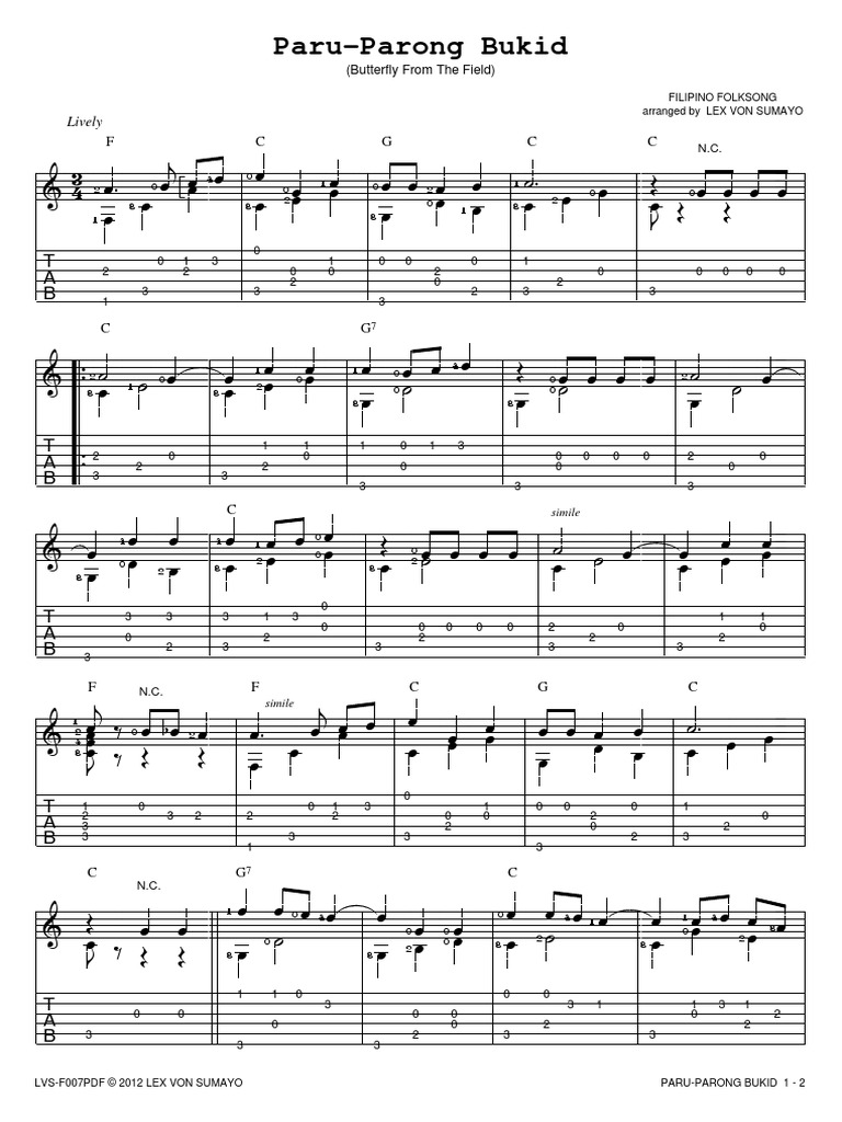 Paru-Parong Bukid (Filipino Folksong) | PDF | Phonétique | Lexicologie