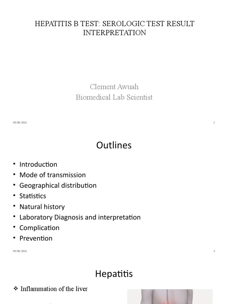 Hepatitis B Test: Serologic Test Result Interpretation: Clement Awuah ...
