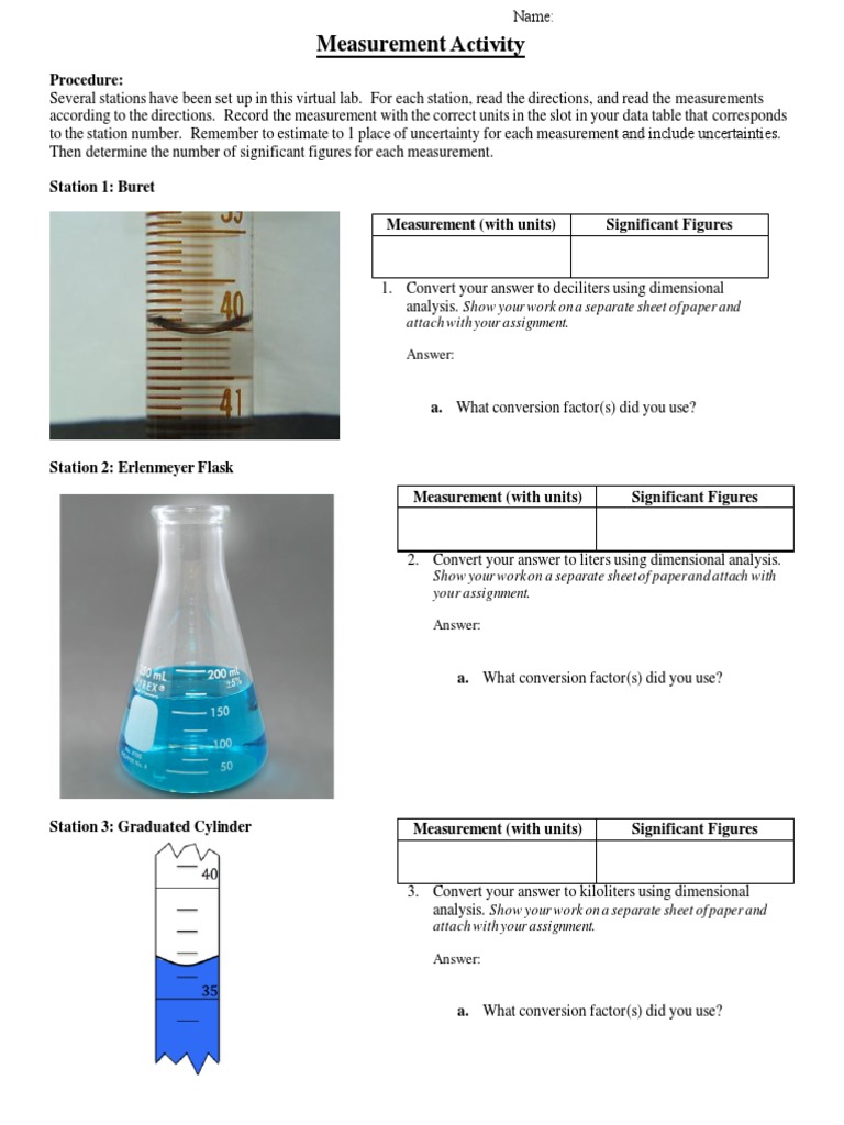 Measurement Activity: Lab Stations Guide | PDF | Significant Figures ...