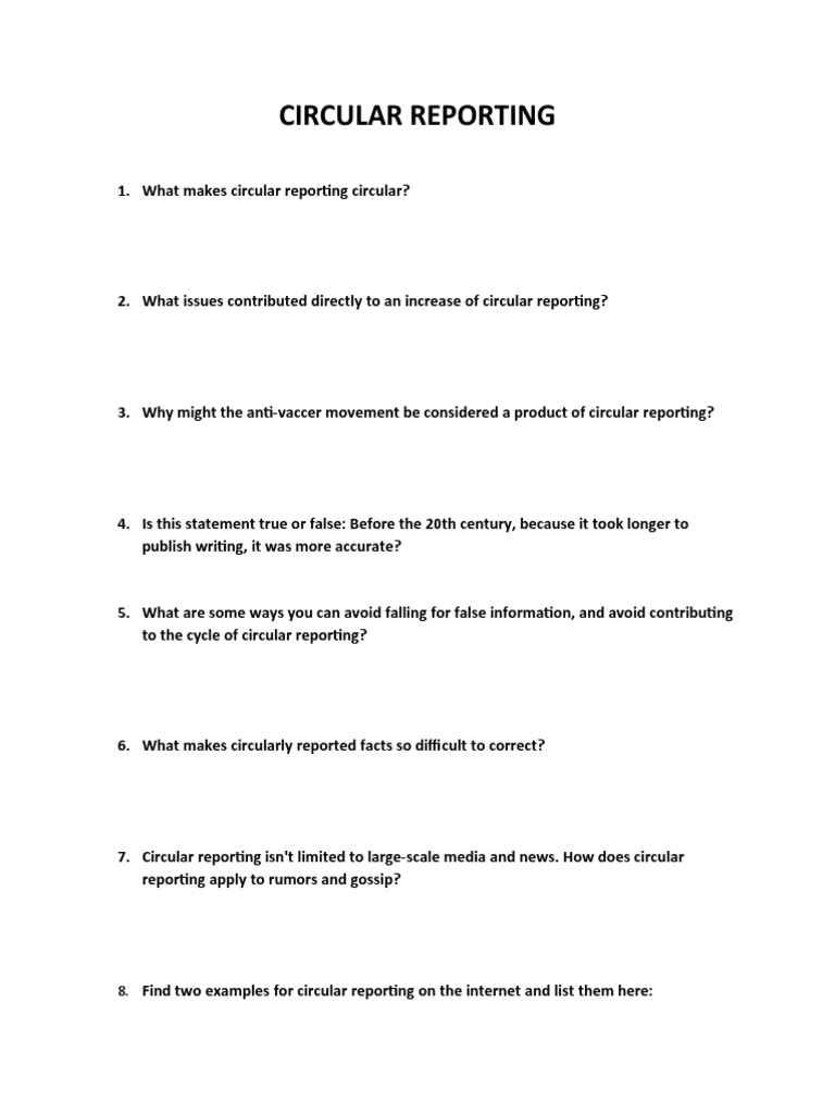 Circular Reporting | PDF