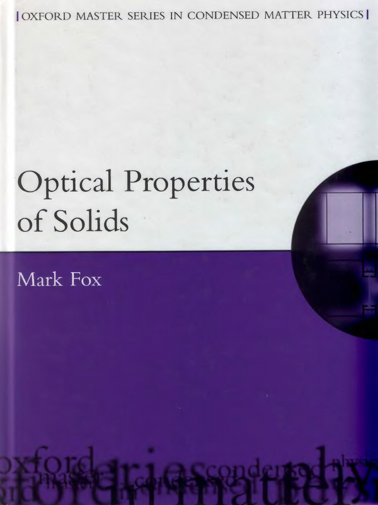 Pub Optical Properties of Solids Oxford Master Series | PDF