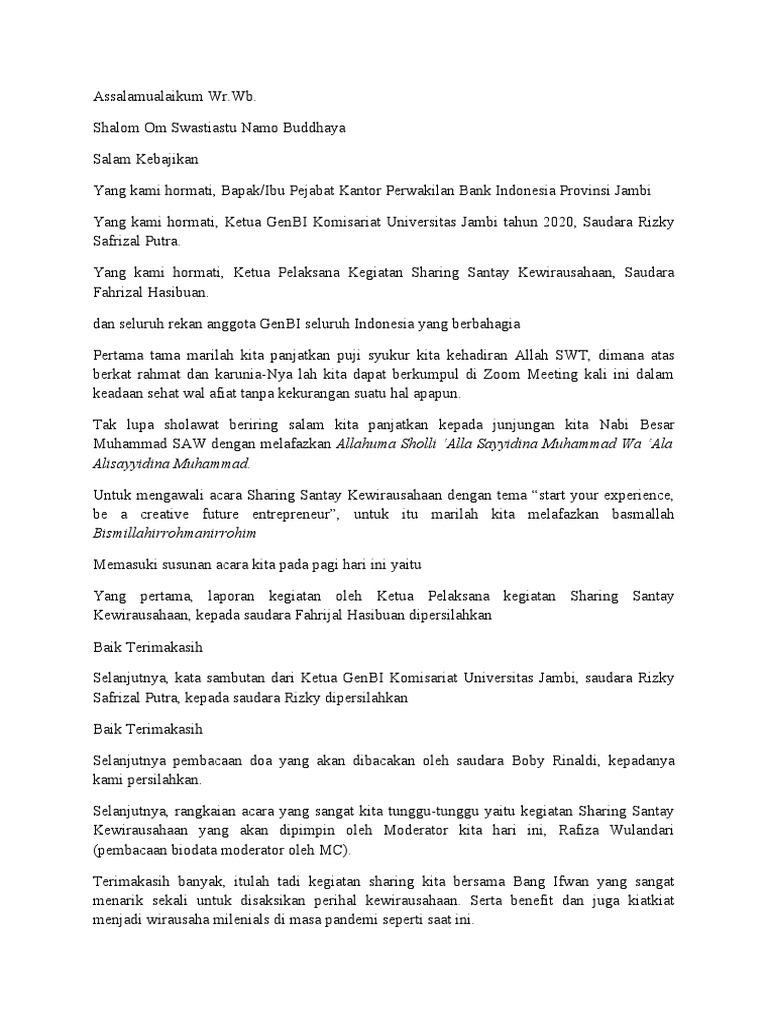 Script MC Hut Genbi | PDF | Pengembangan Diri