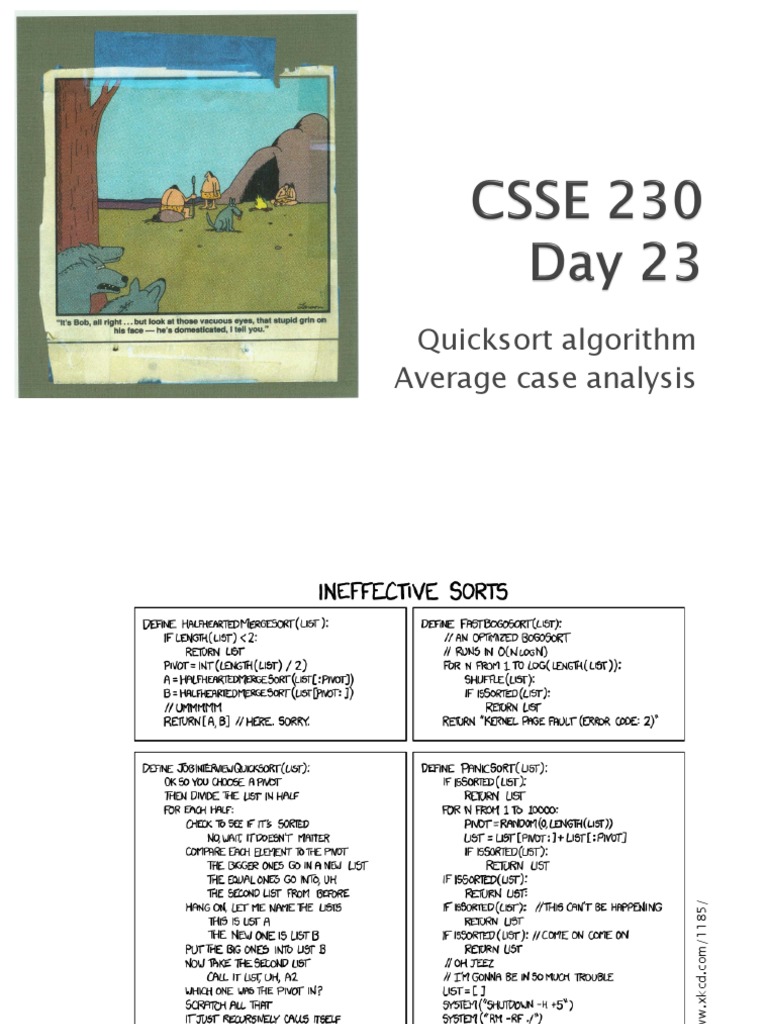 Quicksort Algorithm Average Case Analysis Pdf Combinatorics Discrete Mathematics 
