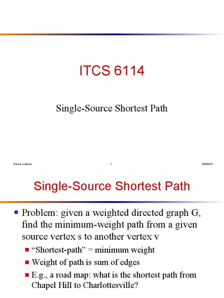 ITCS 6114: Single-Source Shortest Path | PDF | Theoretical Computer ...
