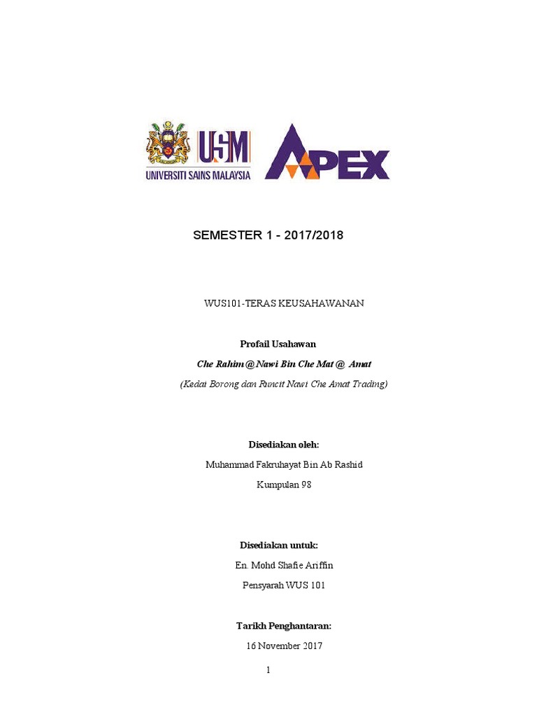 Assignment Wus 101 - Profil Perniagaan | PDF