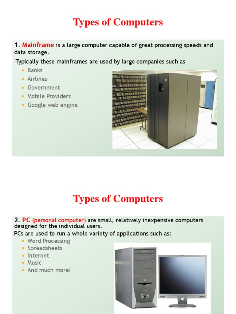 Types of Computers: Mainframe | PDF