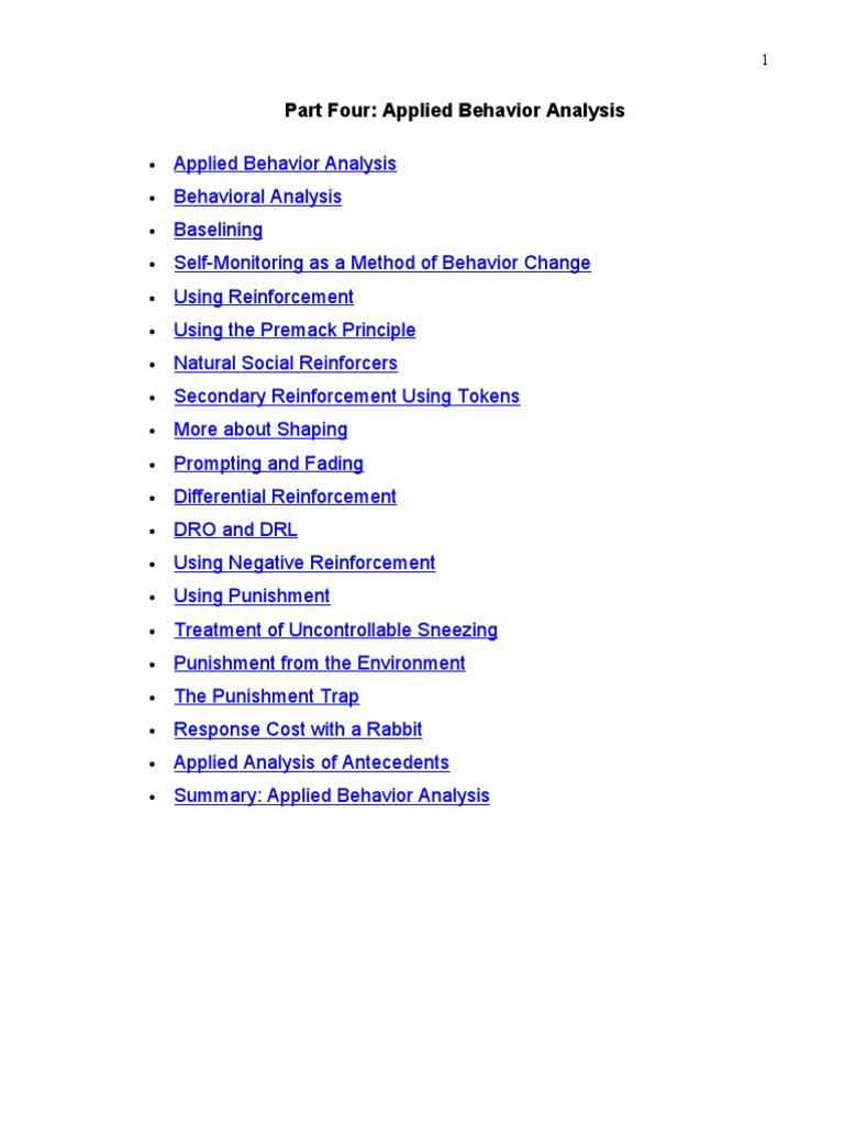 Part 4 - APPLIED BEHAVIOR ANALYSIS | PDF | Reinforcement | Animal Training