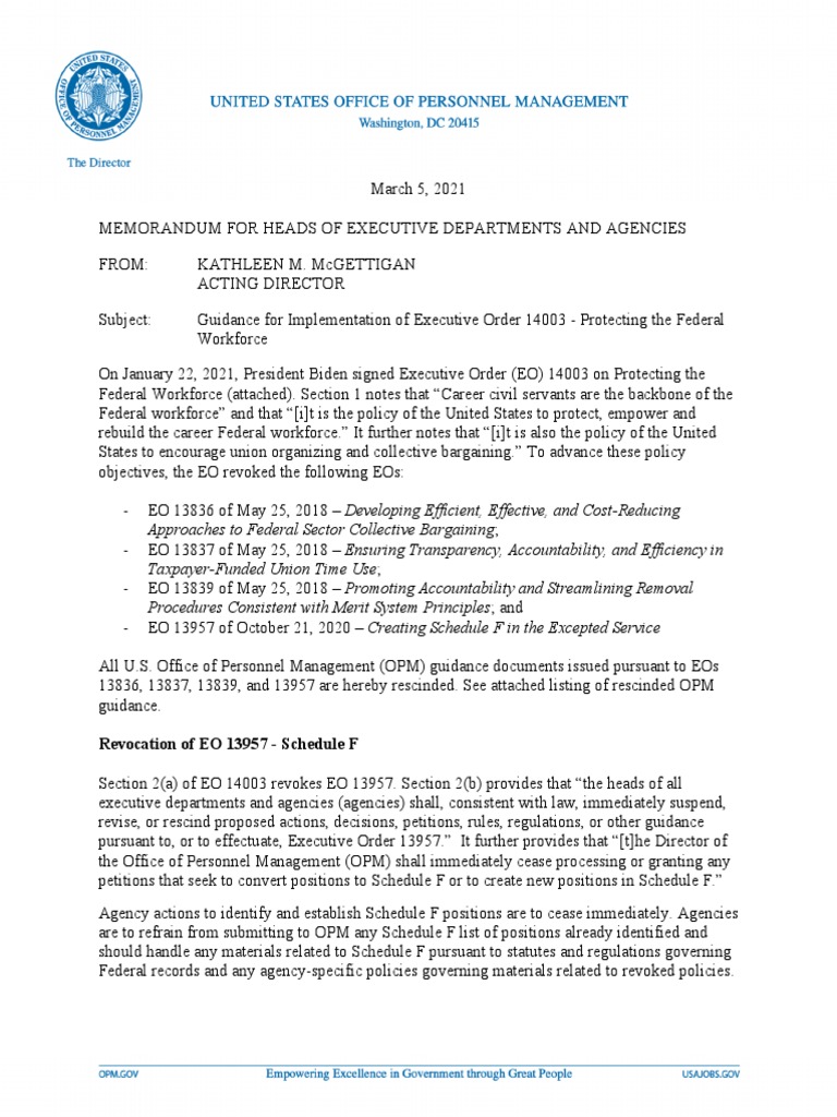 OPM Guidance To Agencies On Deleting Trump Administration HR ...