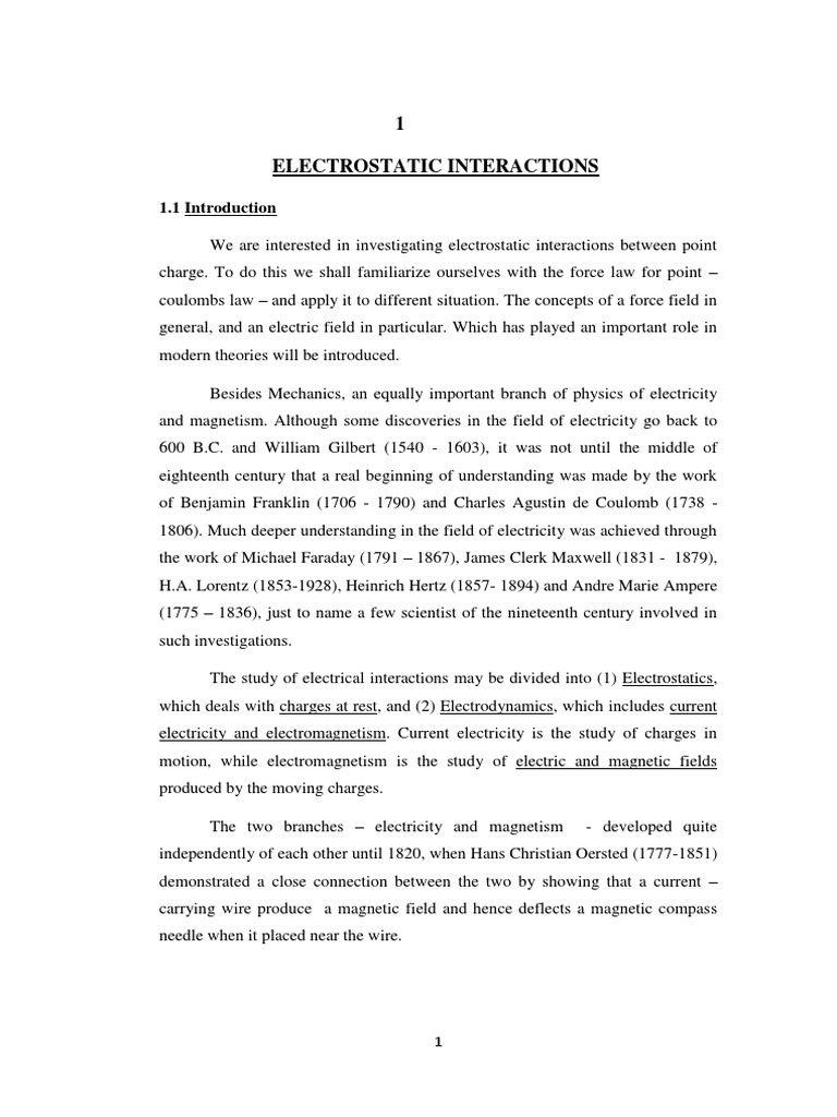 Electrostatic Interaction | PDF | Electric Charge | Force
