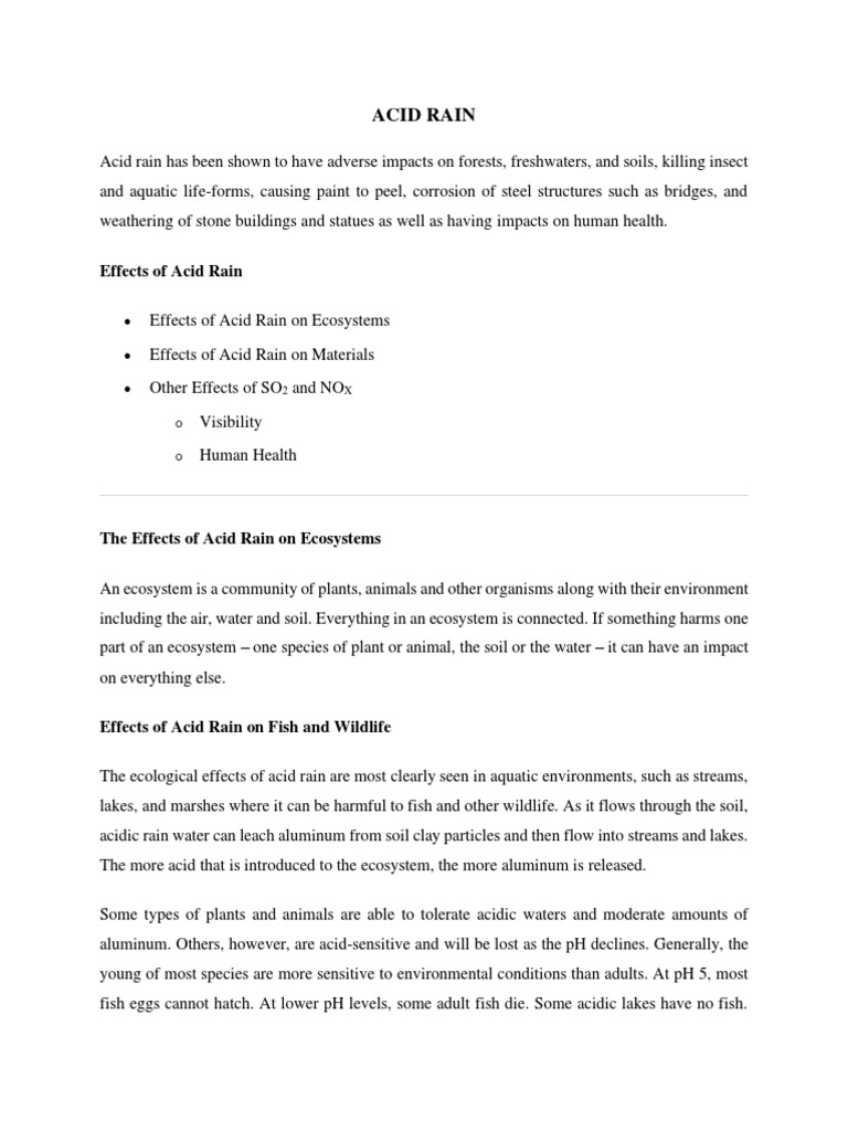 Acid Rain and Its Effects | PDF | N Ox | Soil