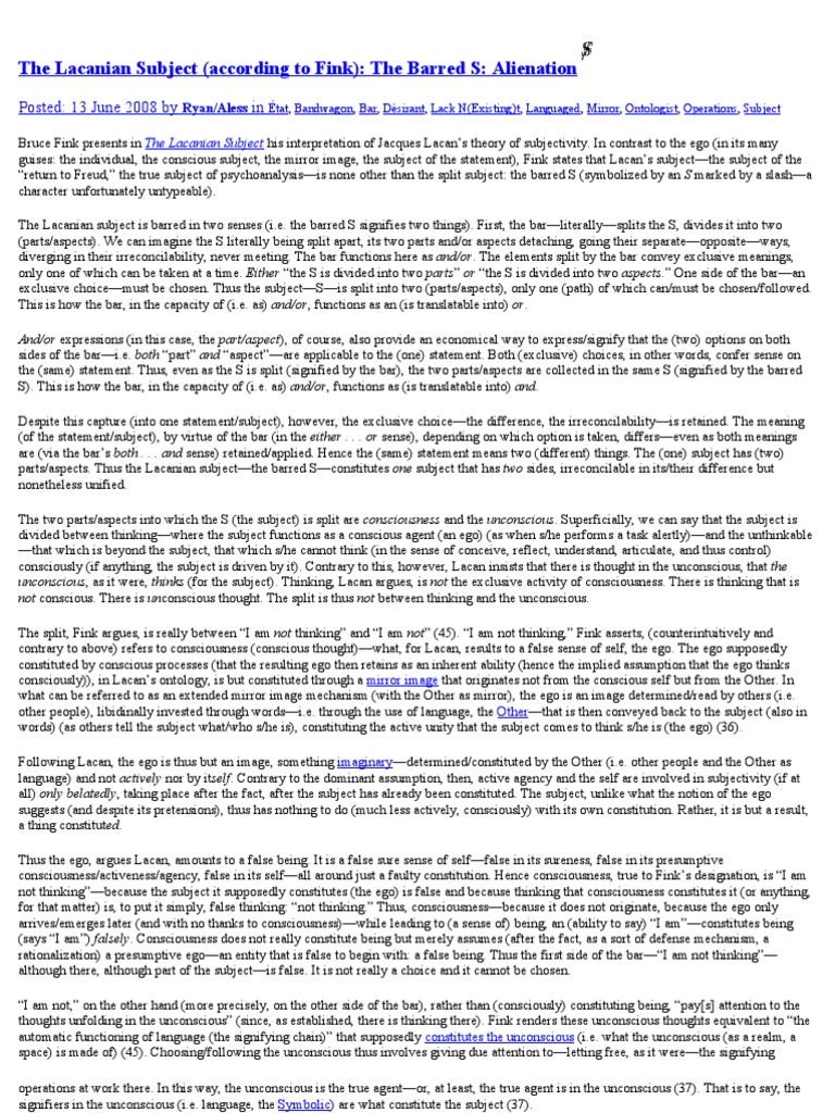 The Split Subject: Exploring Lacan's Concept of the Barred Subject ...