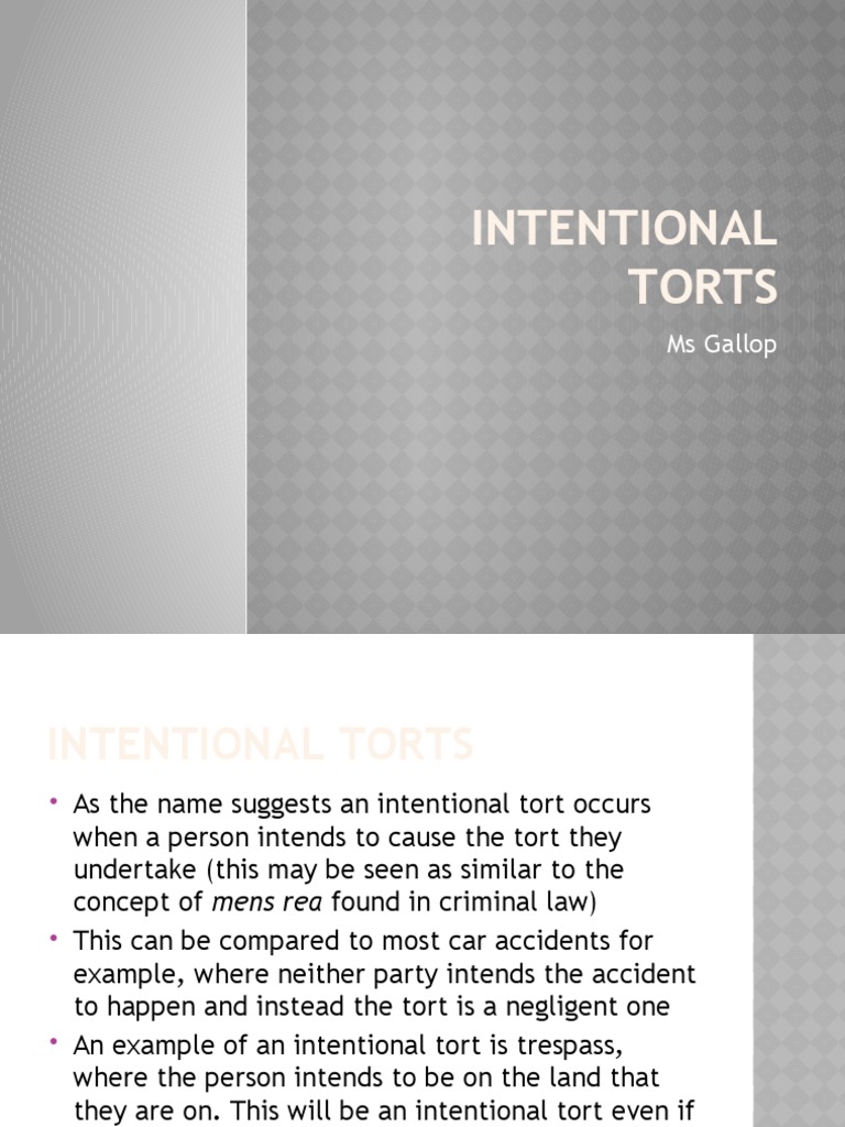Intentional Torts: Ms Gallop | PDF | Tort | Assault