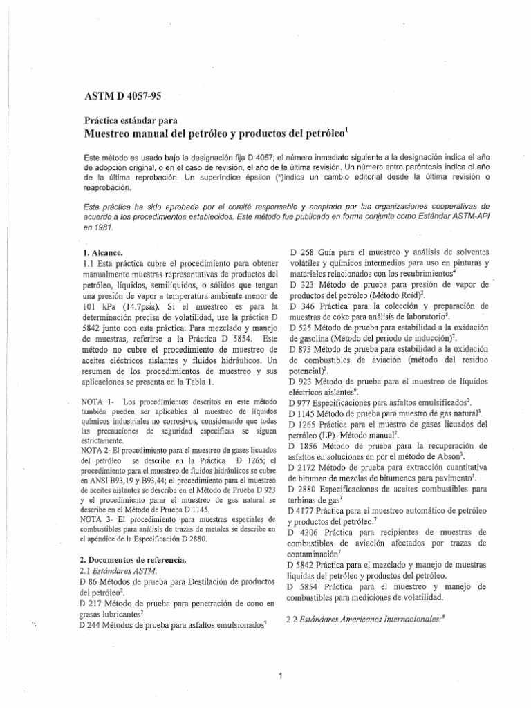 4057 ASTM D-4057 Procedimiento de Muestreo Manual | PDF