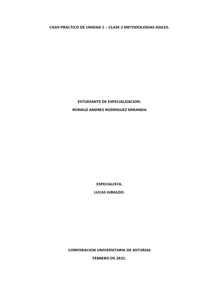 Caso Practico Case 2 Unidad 1 Agil | PDF | Software | Business