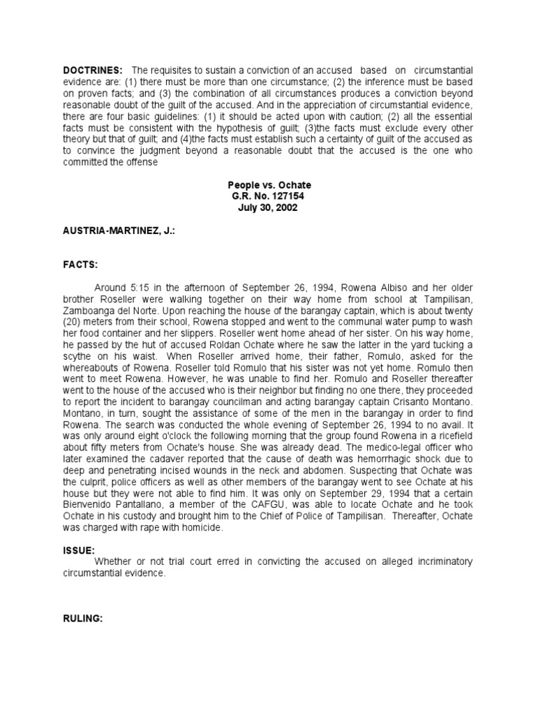 People v. Ochate-Case Digest | PDF | Presumption Of Innocence | Criminal Procedure