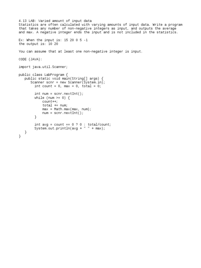 Lab 4.13 (JAVA) | PDF