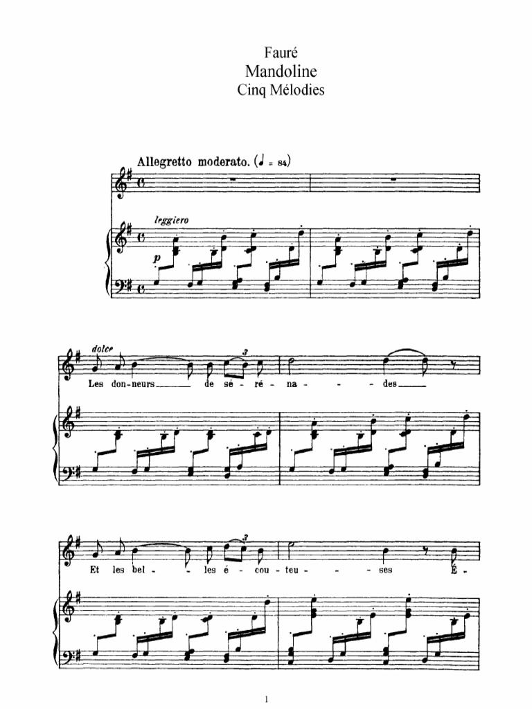 Mandoline by Faure Sheet Music | PDF