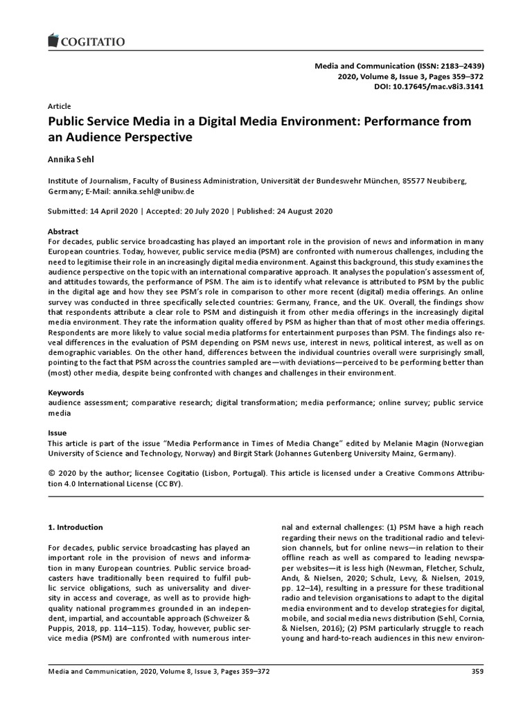 Public Service Media in A Digital Media Environment - Performance From ...