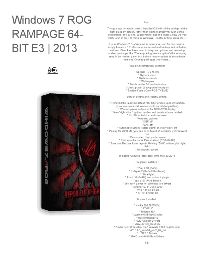 Windows 7 ROG Rampage 64-Bit Edition | PDF | Windows 7 | Microsoft Windows
