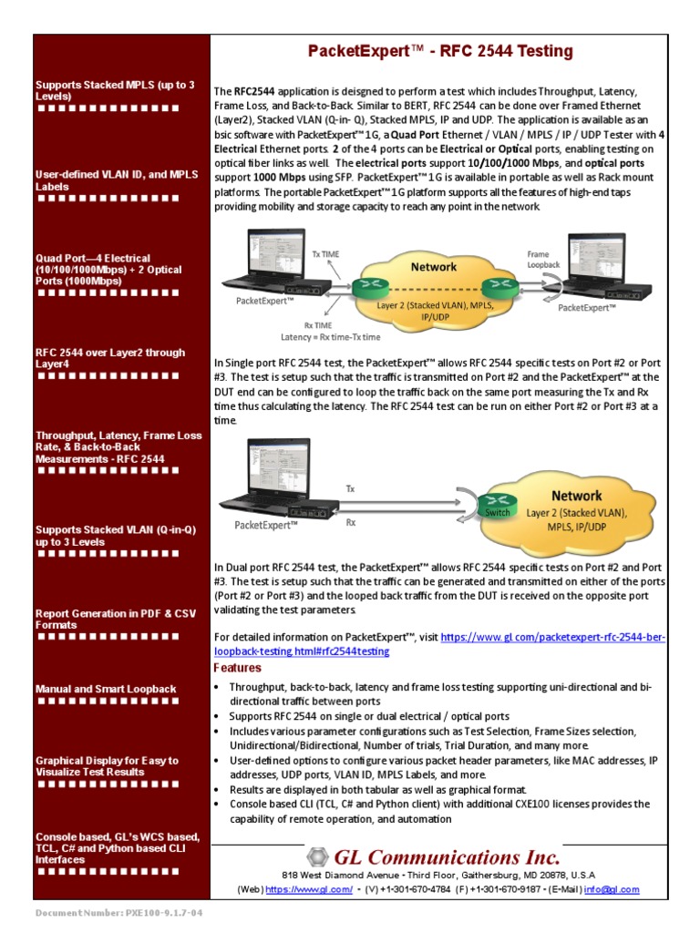 PacketExpert 1G RFC2544 Brochure | PDF | Multiprotocol Label Switching ...