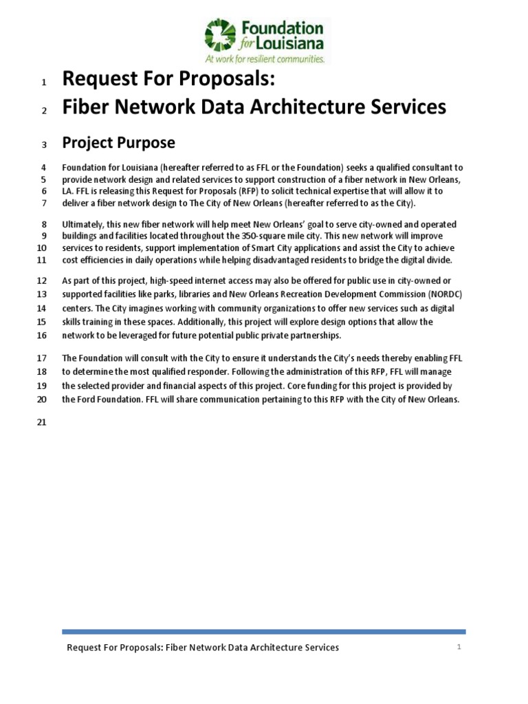 RFP for Fiber Network Design Services | PDF | Fiber To The X | Computer ...