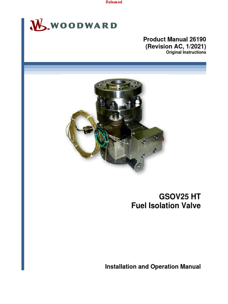 Gsov25 HT Fuel Isolation Valve: Product Manual 26190 (Revision AC, 1/ ...