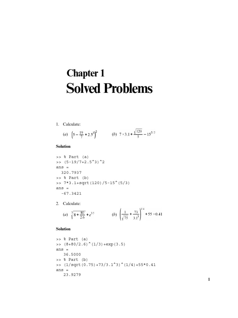 Matlab CH 1 Solution | PDF | Trigonometric Functions | Sine