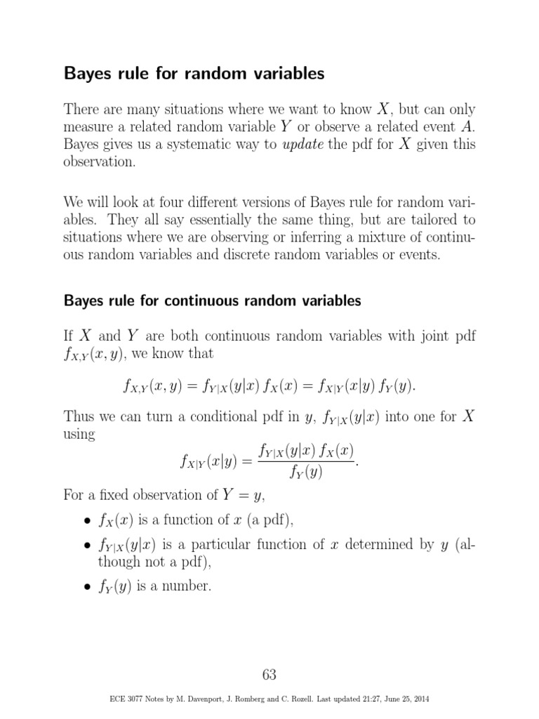 Notas - Bayes Rule | PDF | Probability Distribution | Probability Density Function