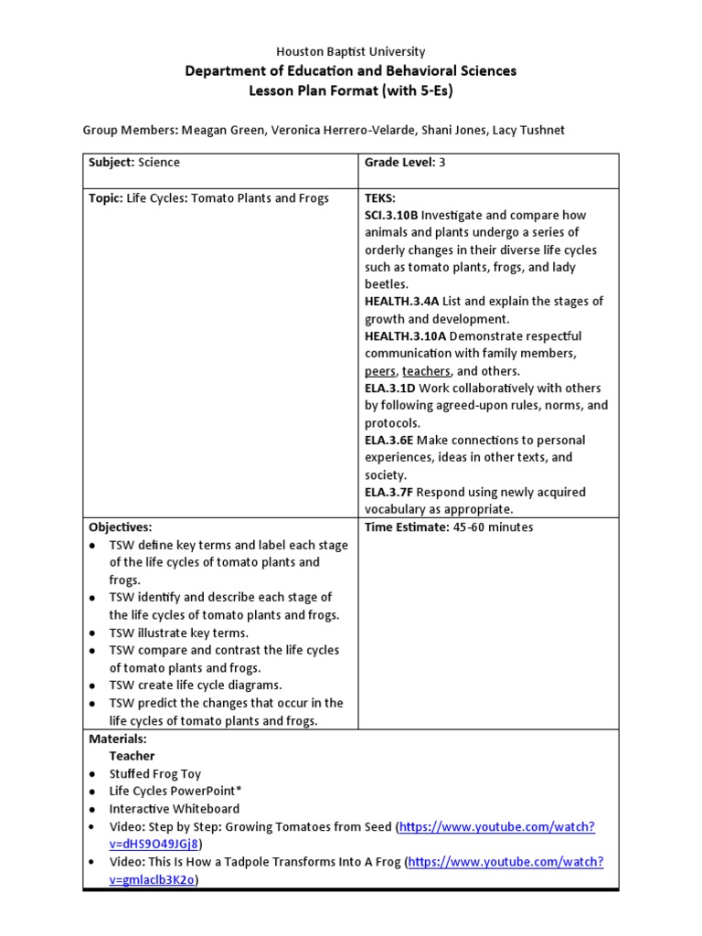 5e Lesson-Life Cycles | PDF | Frog | Learning