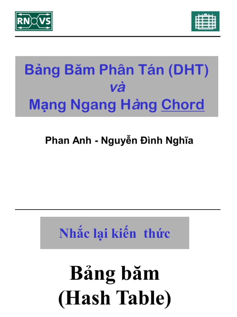 Bảng Băm Phân Tán (DHT) và Mạng Ngang Hàng Chord | PDF