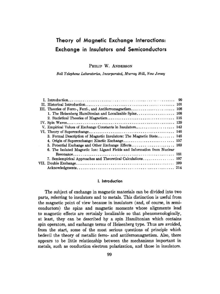 Theory of Magnetic Exchange Interactions: Exchange in Insulators and ...