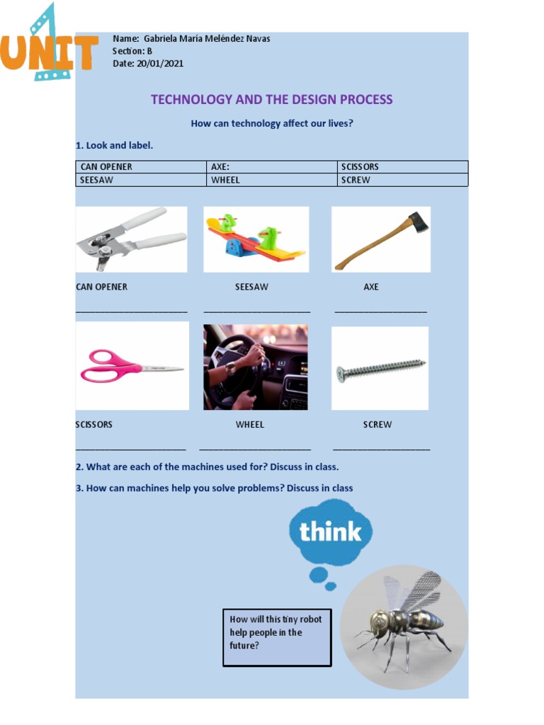 Worksheet No. 1 (Technology and The Design Process) | PDF
