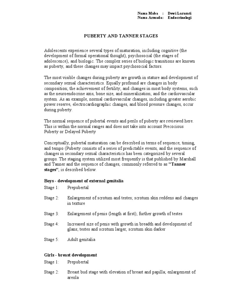 Puberty and Tanner Stages Explained | PDF | Puberty | Human Development