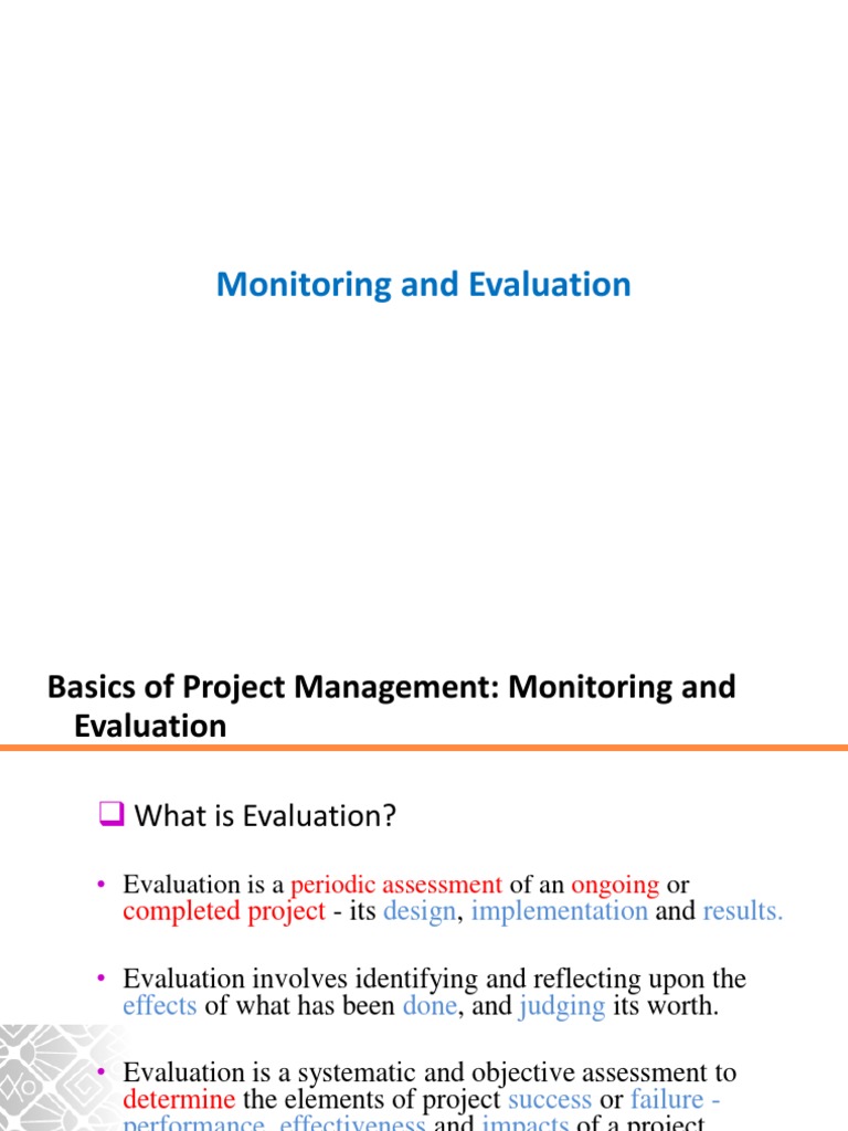 Project - PPT 6 Monitoring and Evaluation | PDF | Monitoring And ...