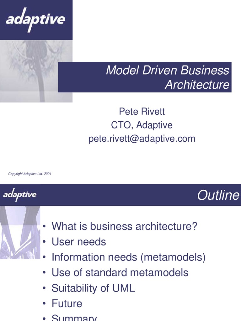 Model Driven Business Architecture: Pete Rivett CTO, Adaptive | PDF ...