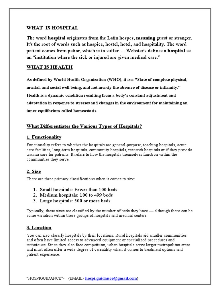 Understanding Hospital Definitions and Types | PDF | Hospital | Patient