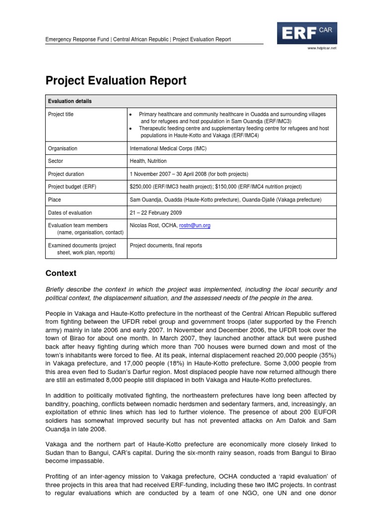 ERF IMC3 IMC4 Evaluation ENG | PDF | Central African Republic ...