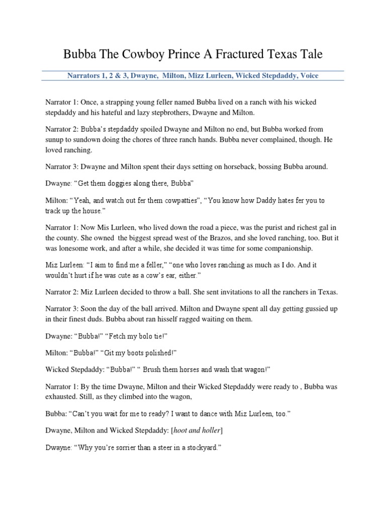Bubba The Cowboy Prince A Fractured Texas Tale | PDF | Food Industry ...