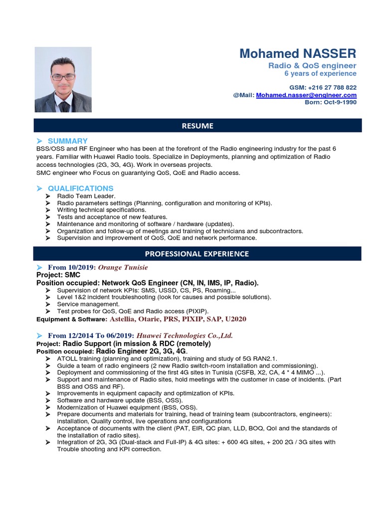 CV Mohamed Nasser - EN | PDF | 4 G | Data Transmission