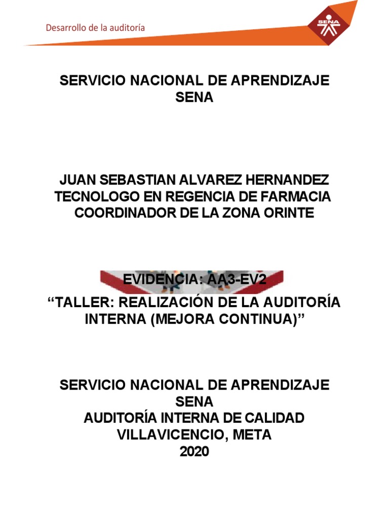 Formato Evidencia AA3 Ev2 Taller | PDF