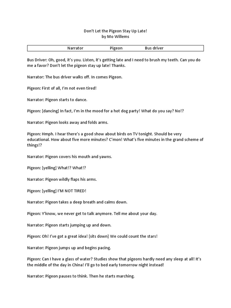 Dont Let The Pigeon Stay Up Late3 | PDF