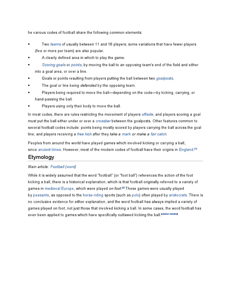 Common Elements of Football Codes | PDF | Sports & Recreation ...