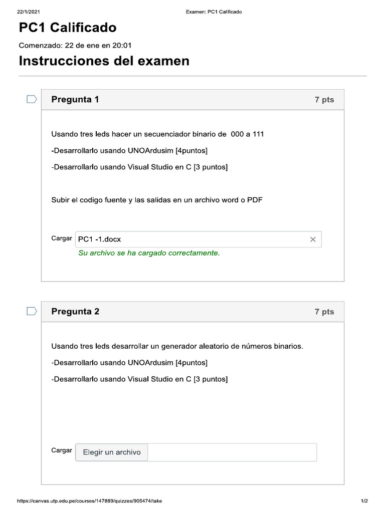 Examen - PC1 Calificado | PDF