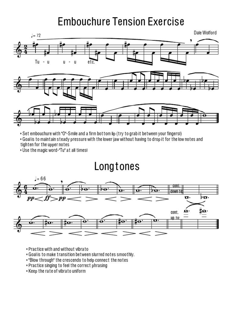 Embouchure Tension & Longtone Exercise For Saxophone | PDF